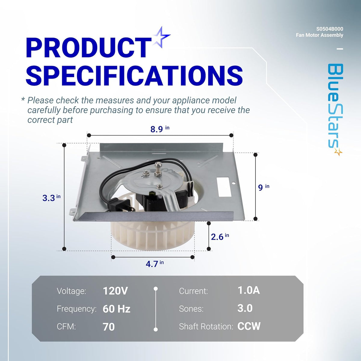 Bathroom Exhaust Fan Motor Assembly S0504B000 | Fast Shipping in Canada ...